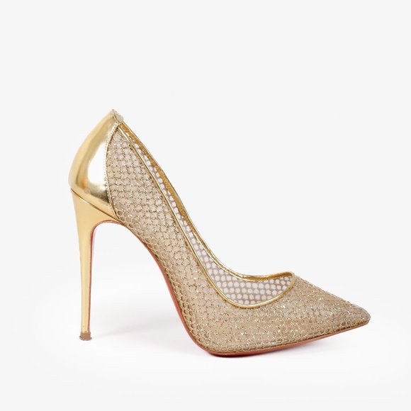 Christian Louboutin | Shoes | Christian Louboutin Gold Mesh Follies ...